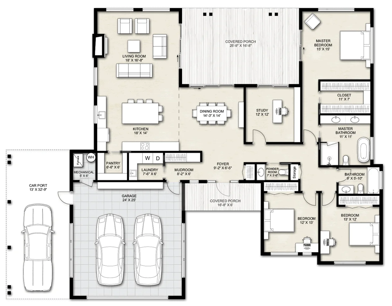 Home Floor Plans 1800 Sq Ft 4 Br Traditional Plan: 1,850 Square Feet,