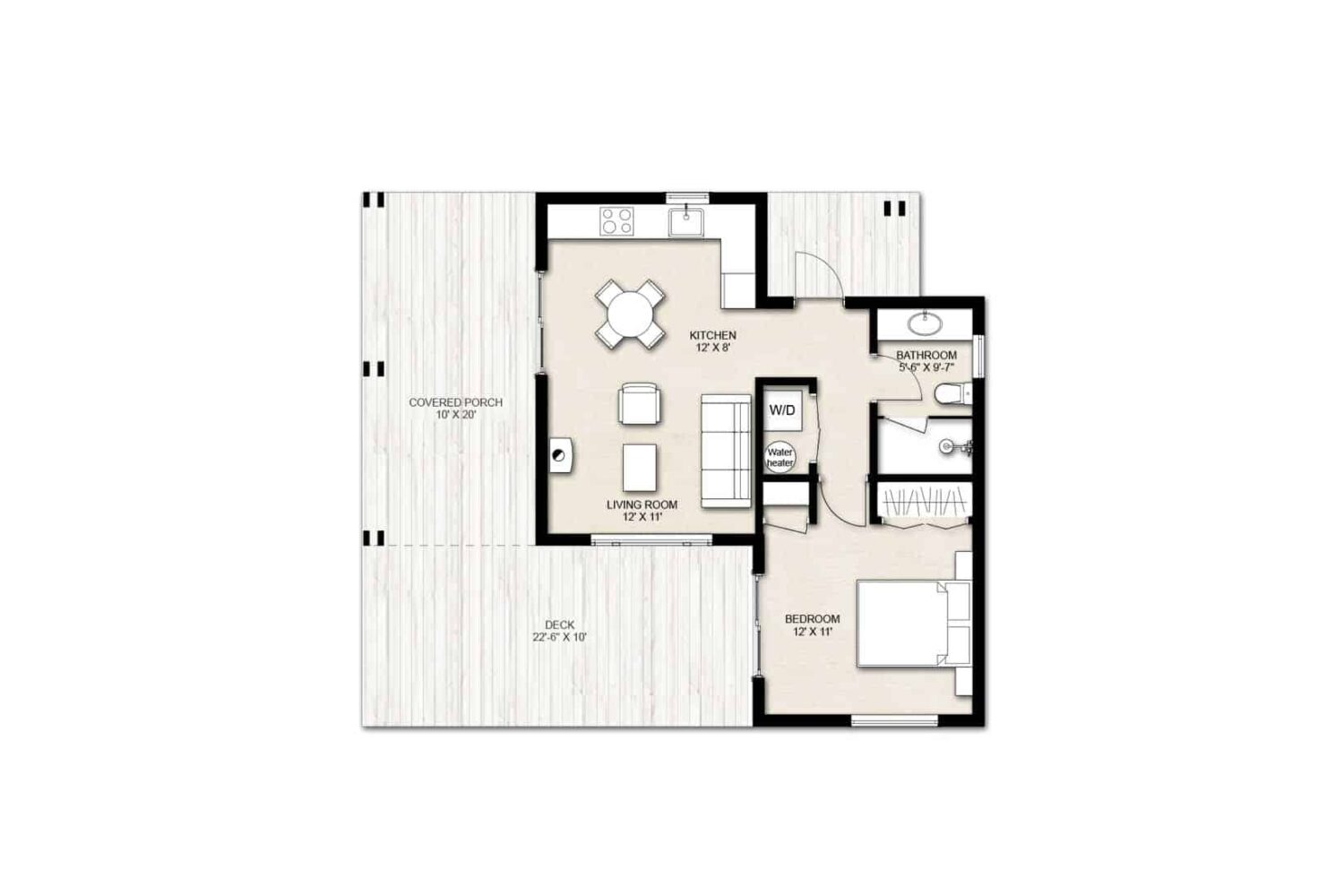1 Bedroom House Plans - Truoba Architect